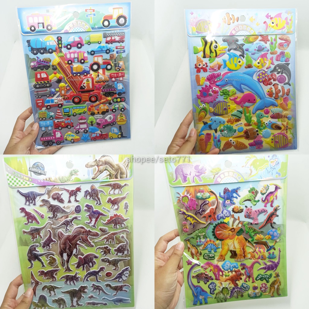 Jual Mainan Anak STiker Besar Sticker Timbul Tempel dinosaurus Hewan ...