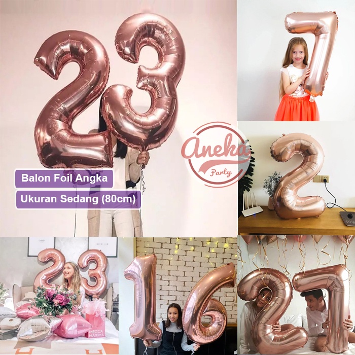 Jual Balon Angka Jumbo ROSE GOLD 80 Cm / Balon Foil Angka Besar / balon ...