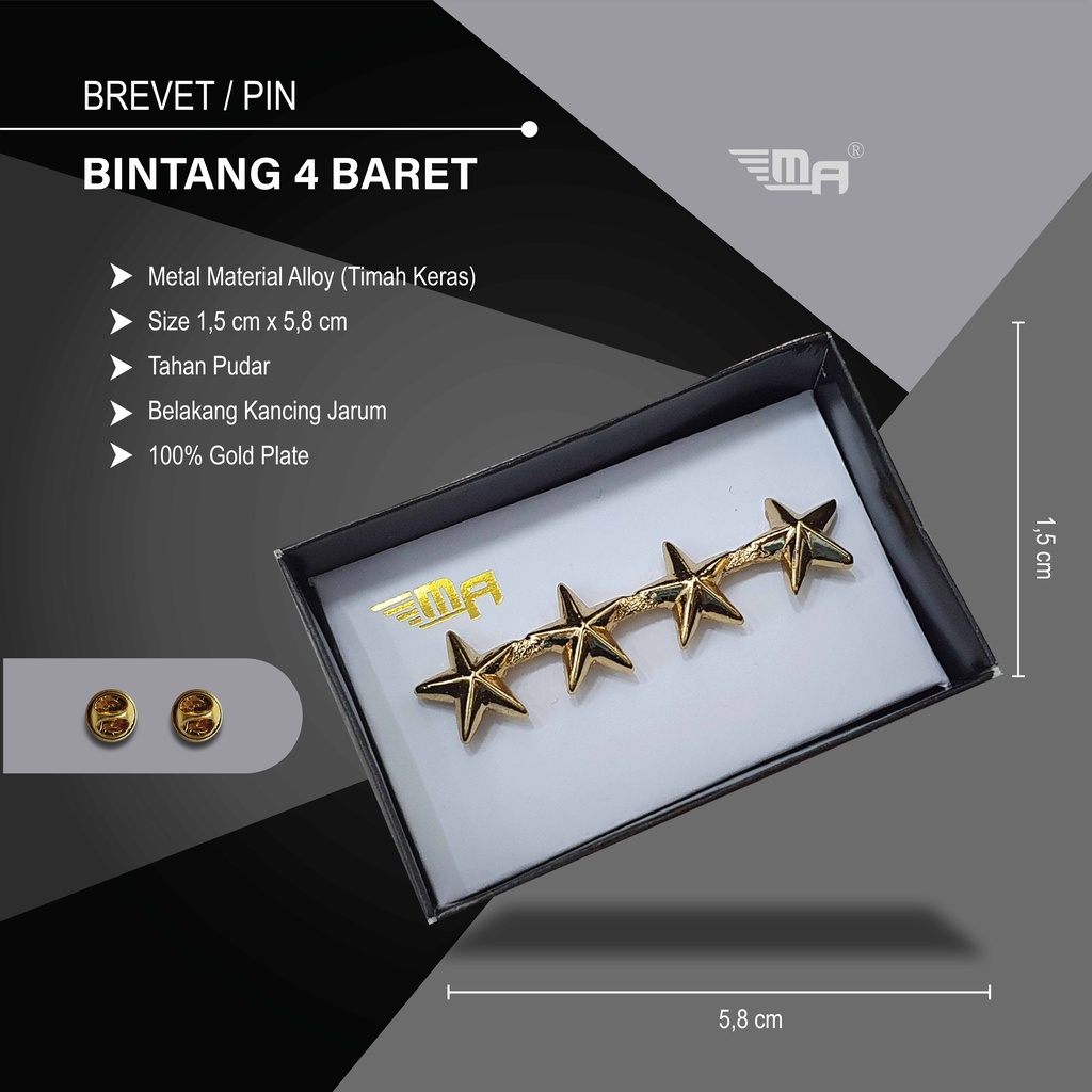 Jual PIN BINTANG 4 BARET BRIVET BREVET PREMIUM EXCLUSIVE | Shopee Indonesia