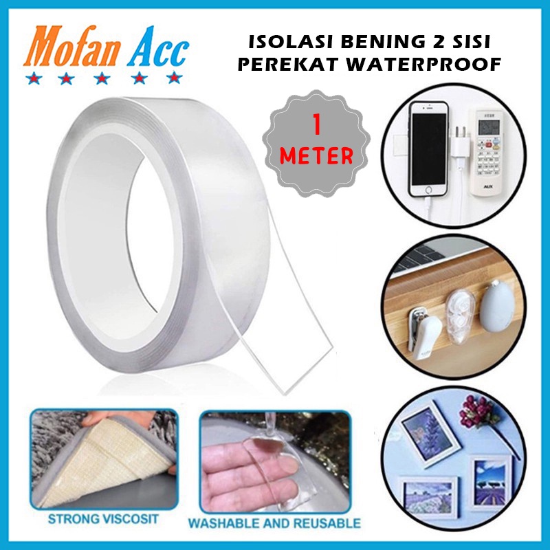 Jual Double Tape Gel Isolasi Bening 2 Sisi Perekat Dinding Tembok Tanpa ...