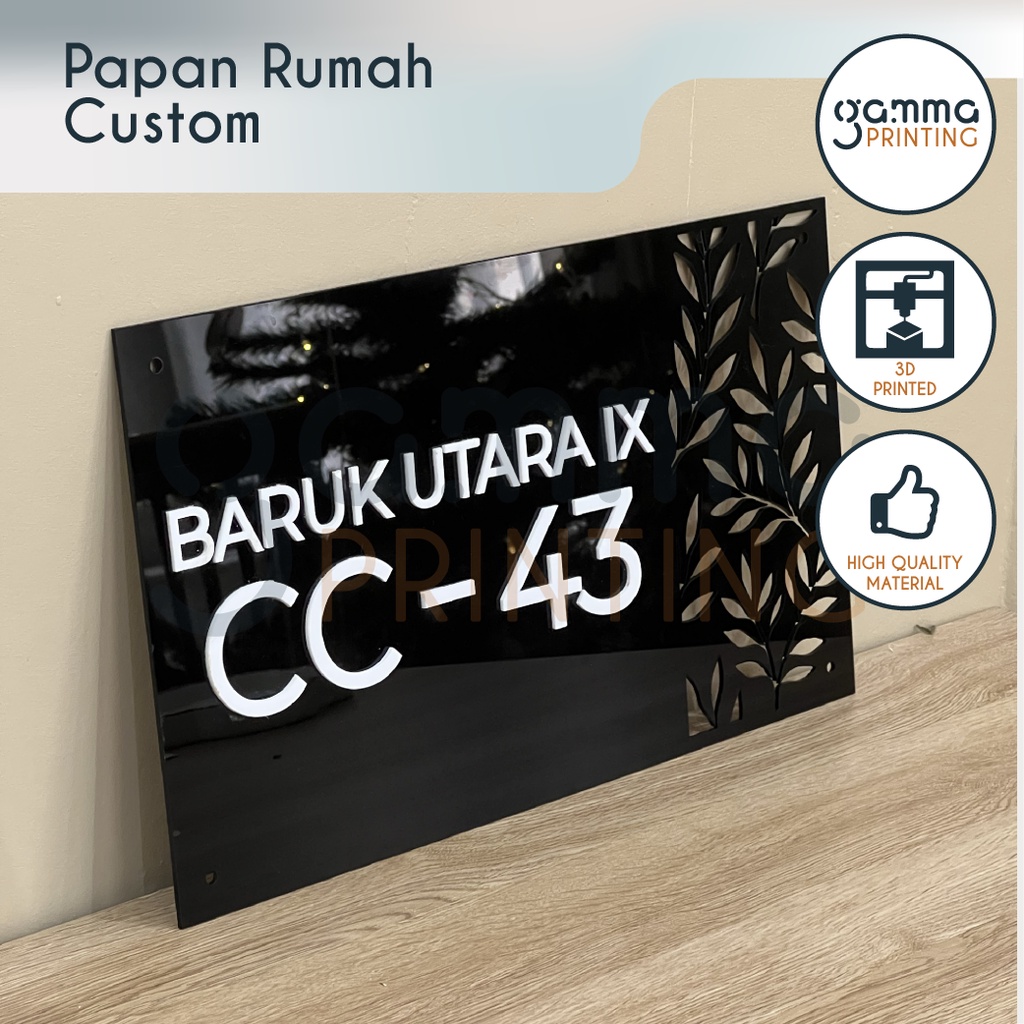 Jual Nomor Rumah Acrylic Timbul Custom Motif / Papan Alamat Akrilik ...