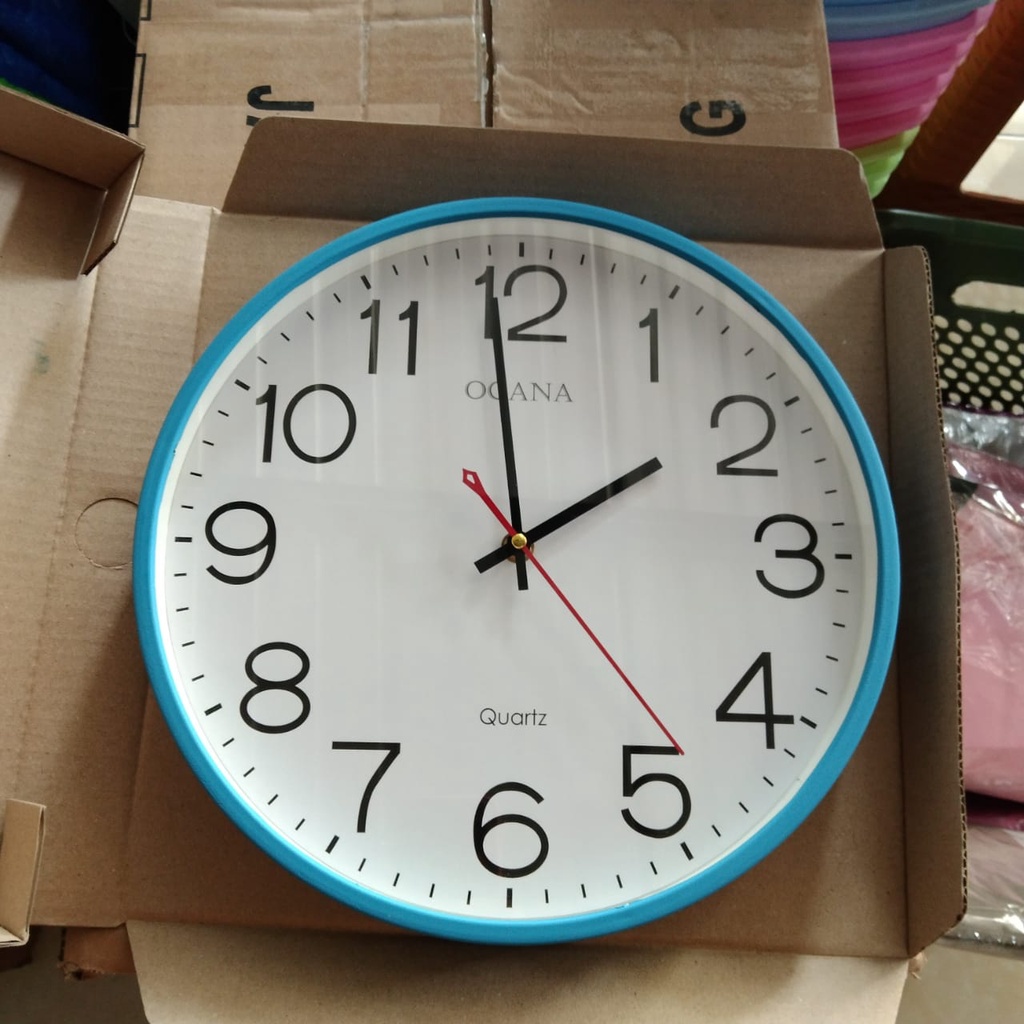 Jual JAM DINDING OGANA/JAM DINDING POLOS BIRU MUDA/ OGANA | Shopee ...