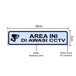 Jual papan nama akrilik sign area ini diawasi cctv stiker peringatan label acrylic sticker ...