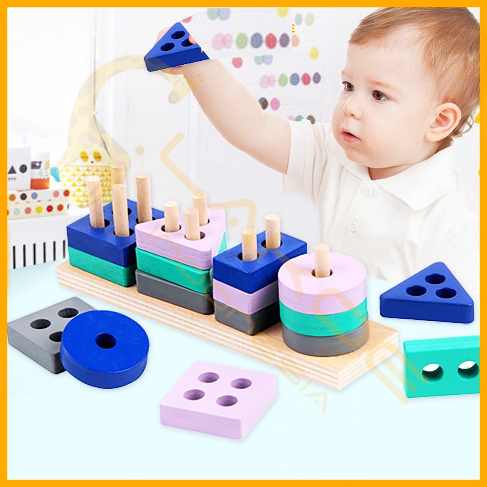 Jual Mainan anak geometric board / puzzle balok kayu untuk balita ...