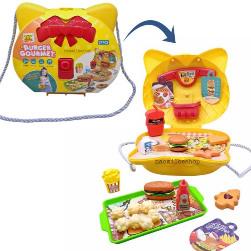 Jual KOPER BURGER PLAYSET mainan masak masakan koper tas dan SET BURGER ...