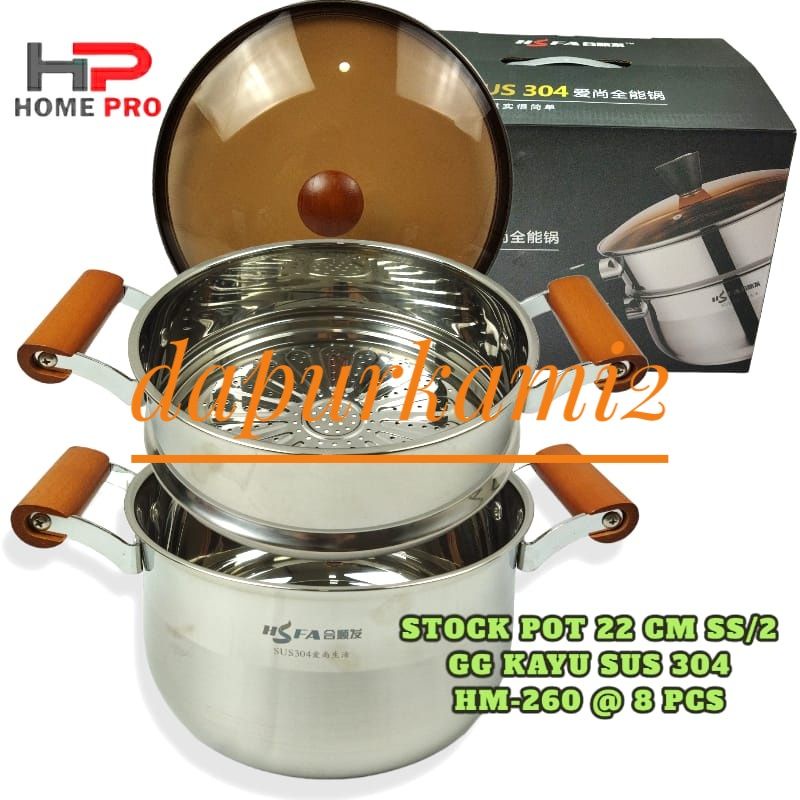 Jual Stock Pot Sauce Pot Gagang Kayu Double Bottom Sus 304 Ukuran 22 cm ...