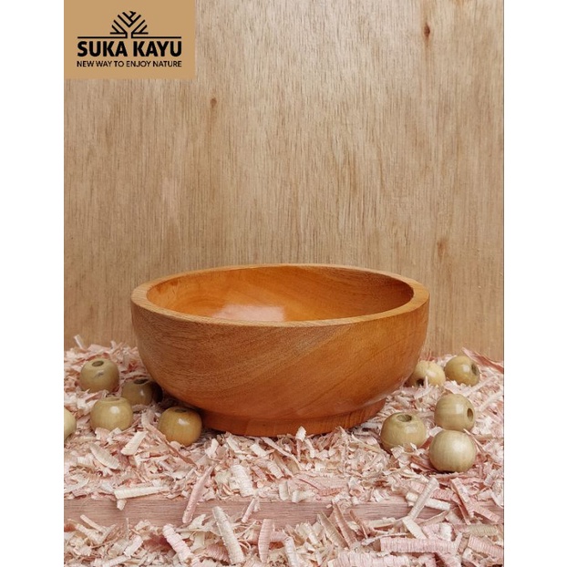 Jual mangkuk kayu / mangkok kayu mahoni / mangkok cantik diameter 16cm ...