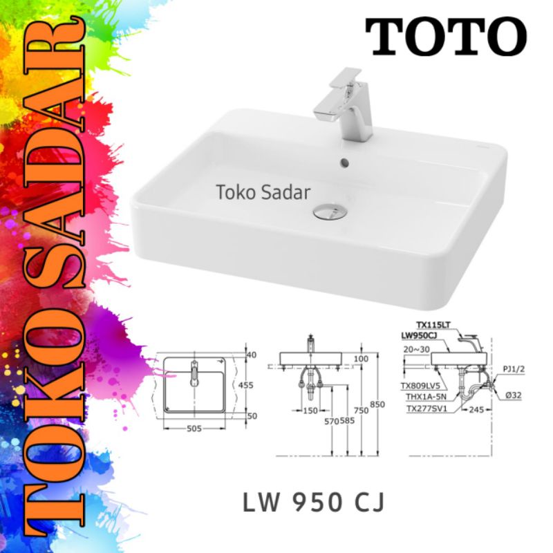 Jual TOTO LW950CJ Wastafel atas meja kotak wastafel cuci tangan meja | Shopee Indonesia