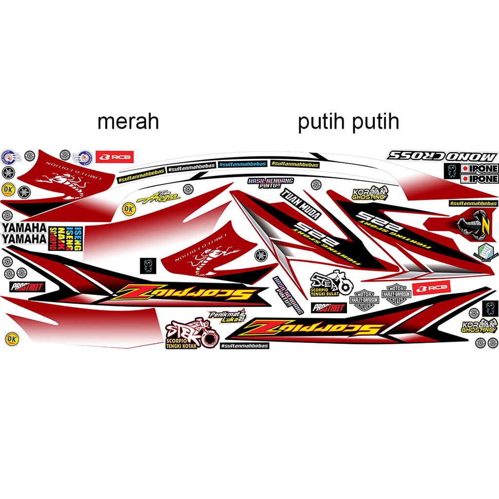 Jual Stiker striping scorpio Z 2005 warna merah | Shopee Indonesia