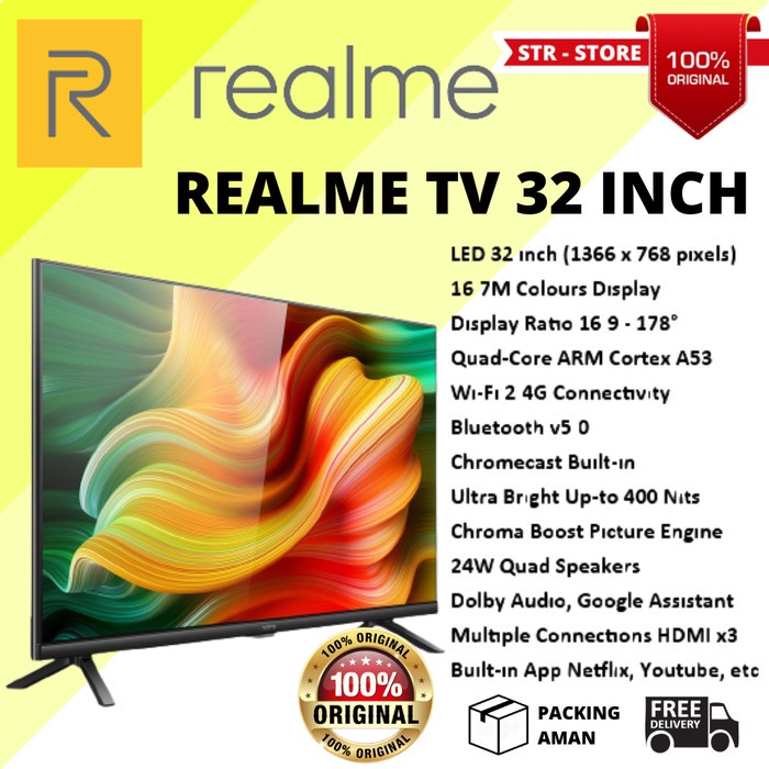 Jual REALME TV 32 INCH GARANSI RESMI REALME SMART TV 32 INCH ORIGINAL ...