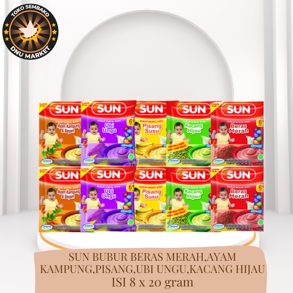 Jual SUN BUBUR SEREAL SUSU BERAS MERAH, UBI UNGU, PISANG, KACANG HIJAU ...