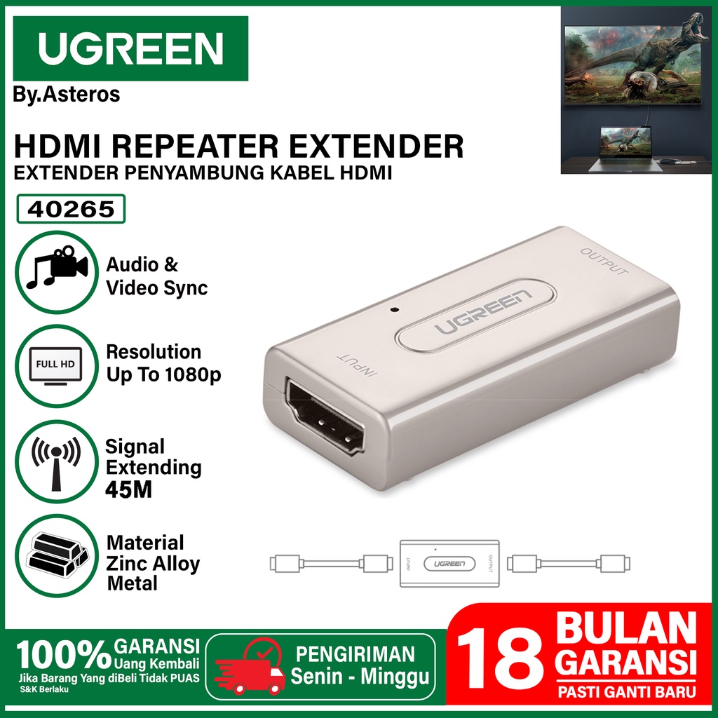 Jual UGREEN Extender Repeater Amplifier HDMI To HDMI Booster Up To 60M ...