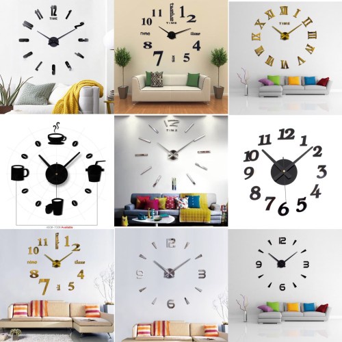 Jual JAM DINDING DIY TEMPEL ANALOG 3D GIANT MODERN CLOCK JAM TEMPEL ...