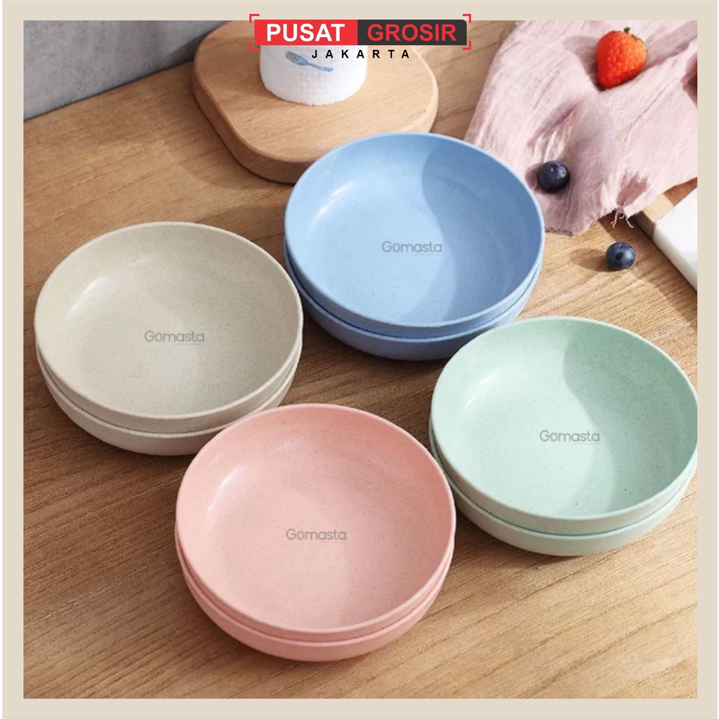 Jual GO-P04 Piring Makan Piring Nasi Bulat Jerami Wheatstraw Round Plate Warna Warni | Shopee ...