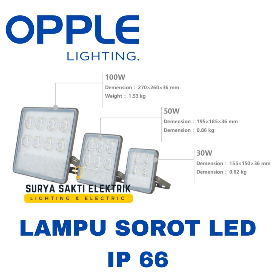 Jual LAMPU SOROT TEMBAK LED OPPLE 100 WATT PUTIH 6500K FLOODLIGHT ...