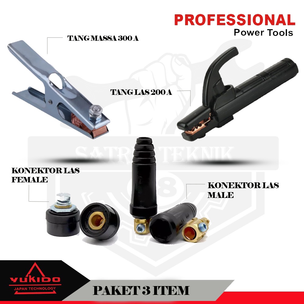 Jual PAKET TANG LAS 200A + TANG MASSA 300A + 2 SET KONEKTOR LAS / Electrode Holder MMA 200A ...