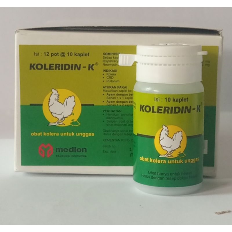 Jual KOLERIDIN K 10 KAPLET OBAT KOLERA BERAK HIJAU MENCRET AYAM MEDION ...