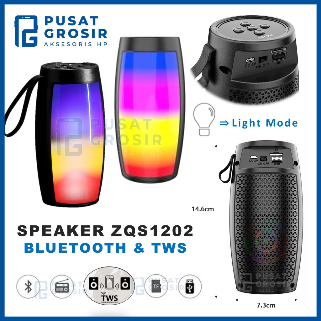 Jual Speaker Bluetooth super bass ZQS1202 ZQS-1202 TWS spiker blutut Lampu LED RGB speker ...