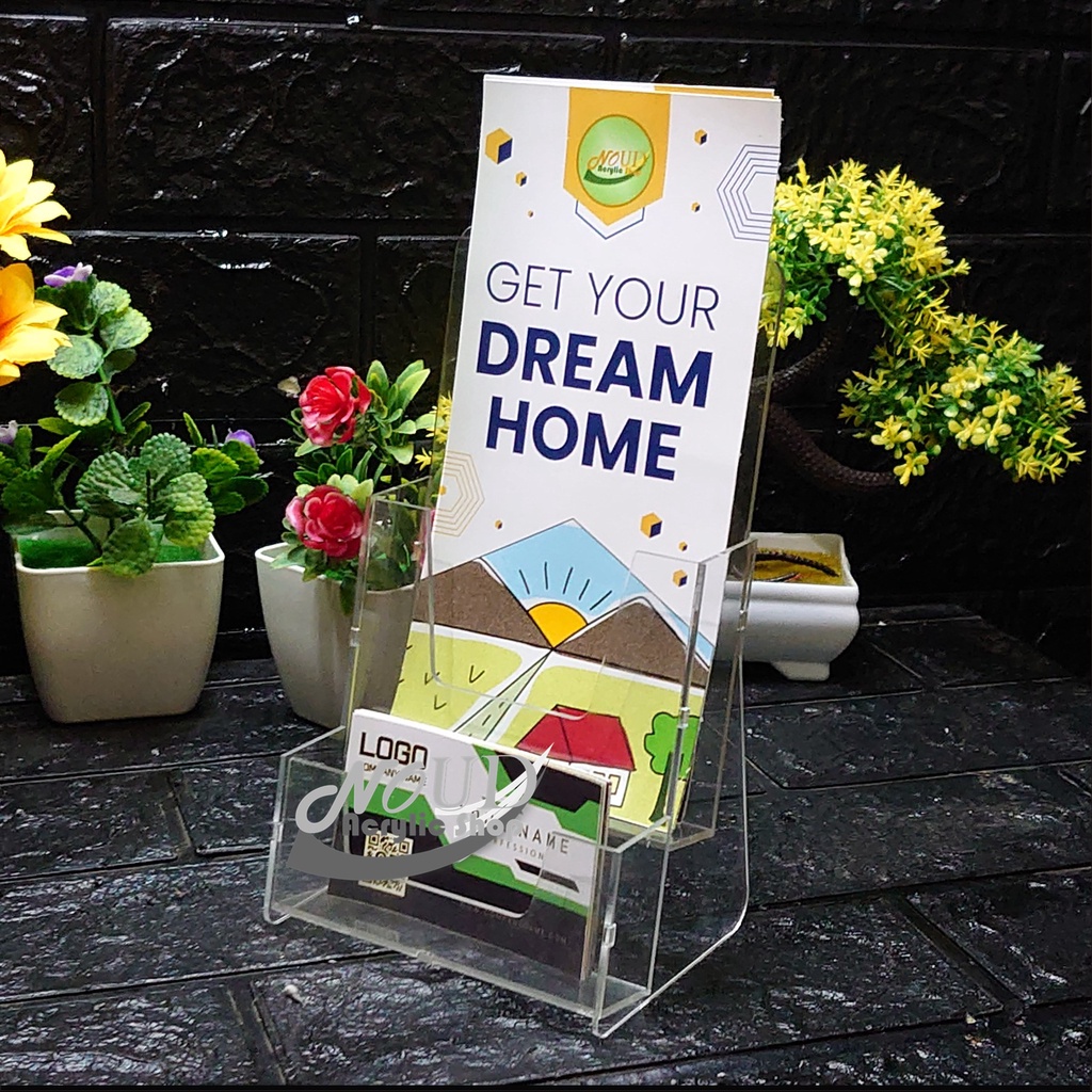 Jual Tempat brosur Akrilik Acrylic standing leaflet dengan tempat kartu ...