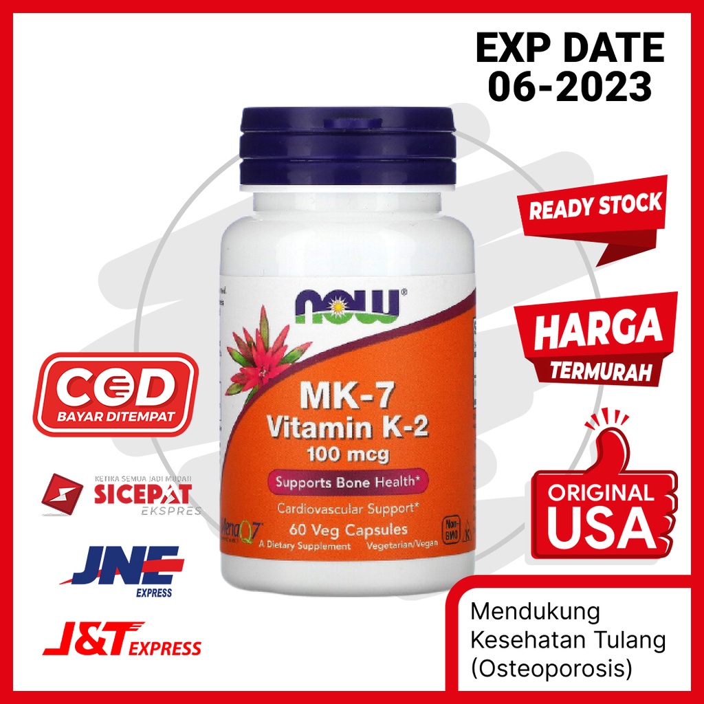 Jual Vitamin MK-7 K-2 100 mcg Now 60 Veg Kapsul | Shopee Indonesia