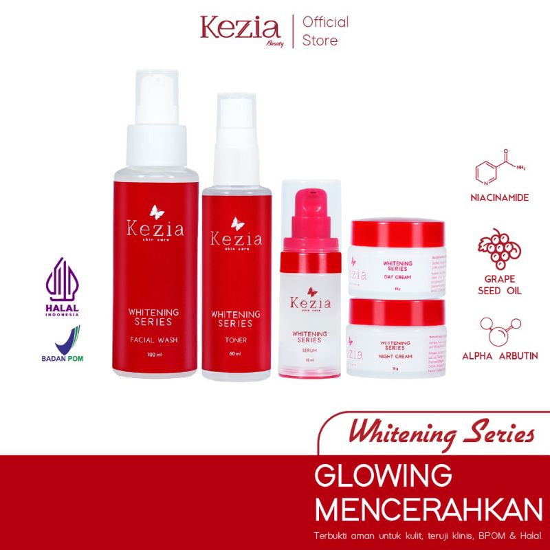 Jual Original Kezia Beauty Whitening Package Series-Paket Glowing lengkap-Halal-BPOM | Shopee ...