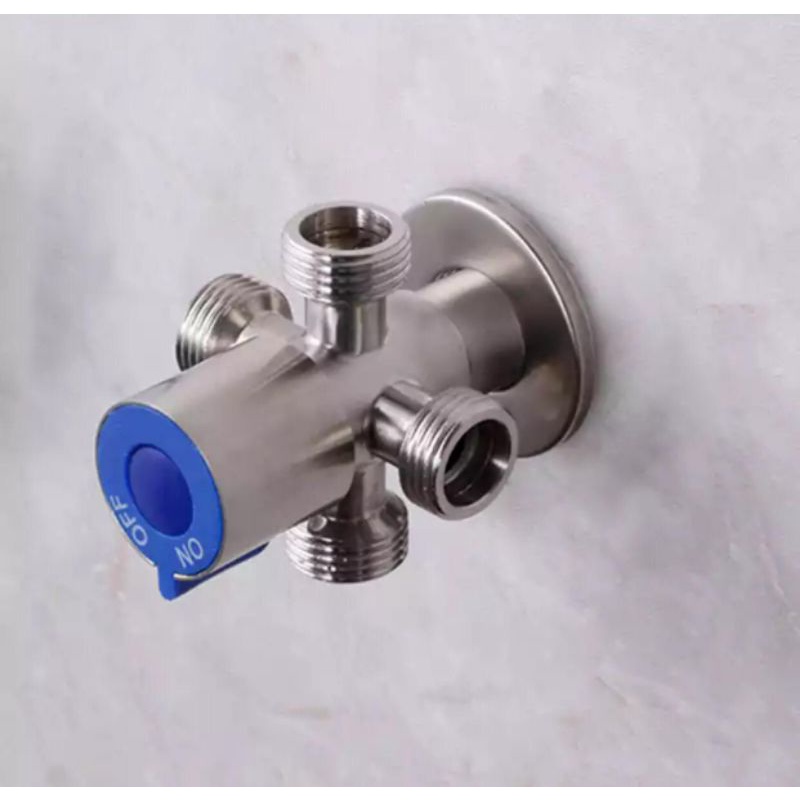 Jual Stop kran cabang 4 stainless 304/ kran cabang 4 sambungan kran air ...