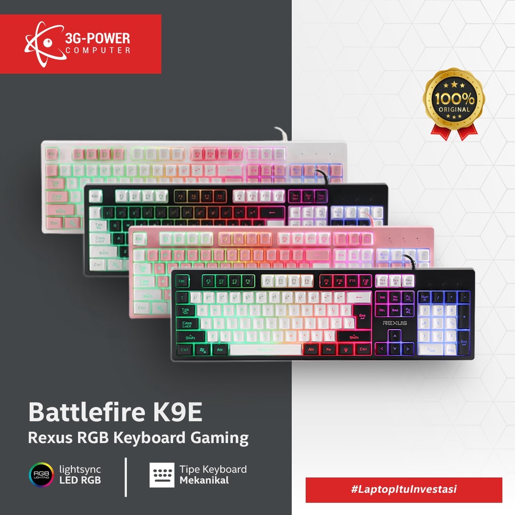 Jual Rexus K9E Battlefire Full Size Gaming Keyboard | Shopee Indonesia