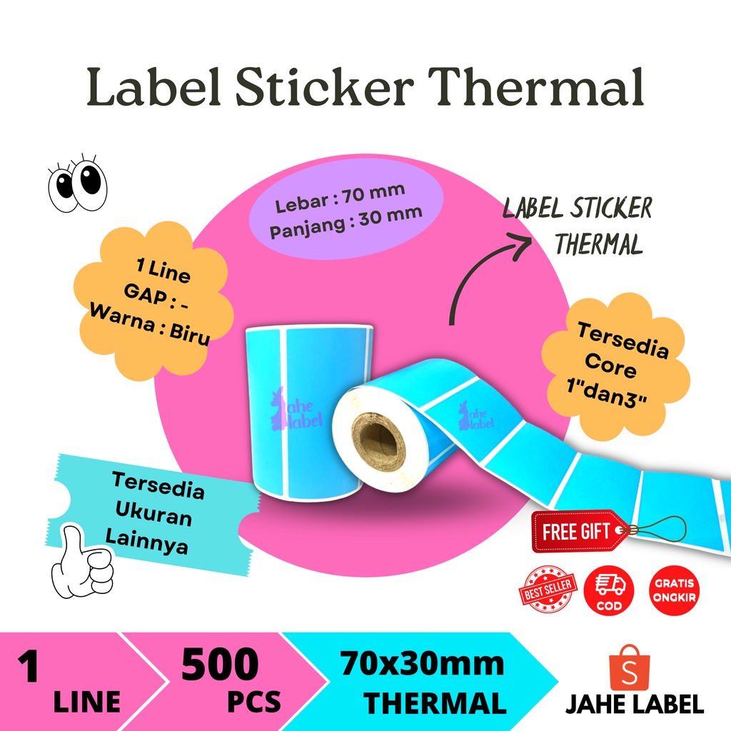 Jual STICKER LABEL BARCODE 70x30 MM THERMAL | Shopee Indonesia
