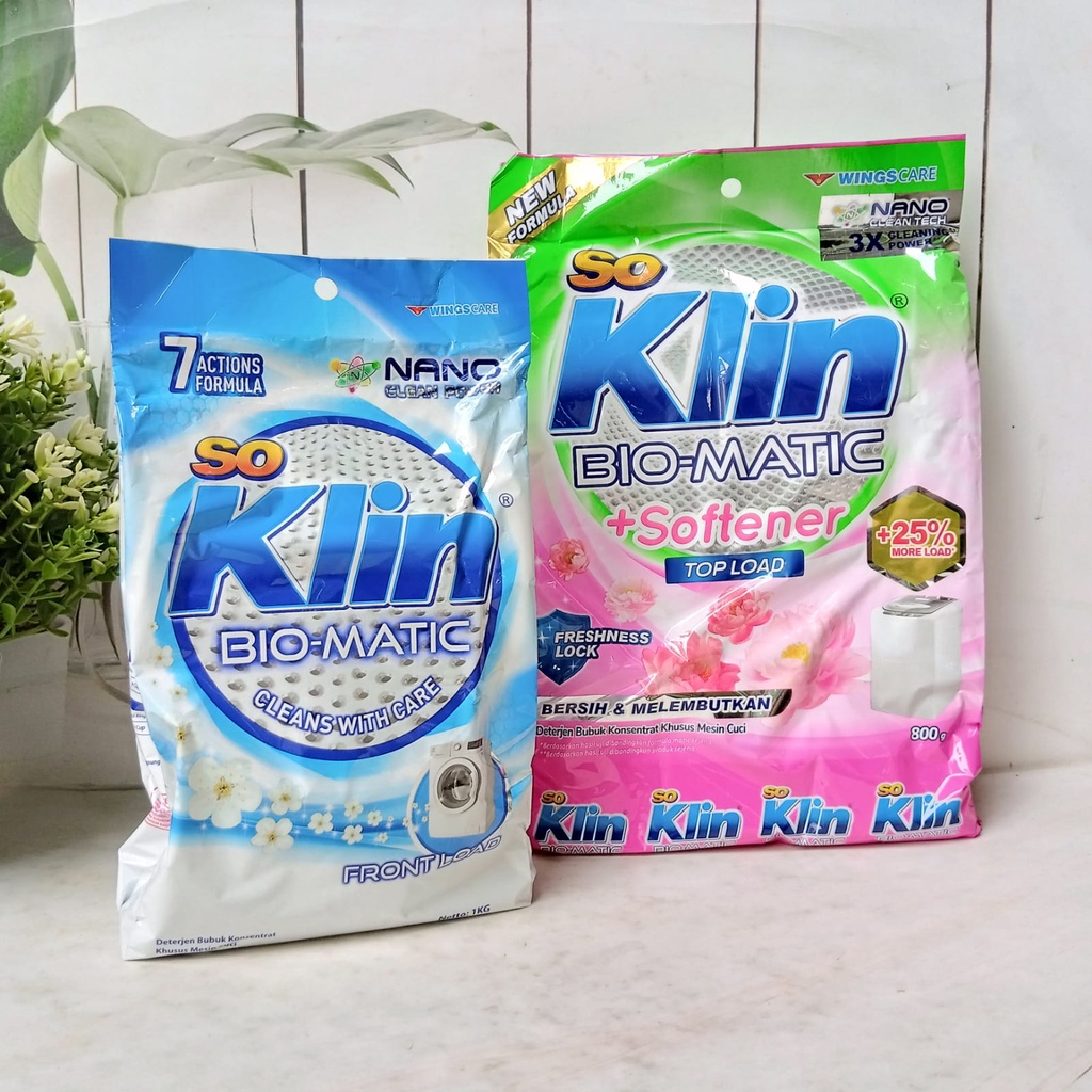 Jual So Klin Bio Matic 800gr/1 kg (Mesin Cuci bukaan depan/atas, Top ...