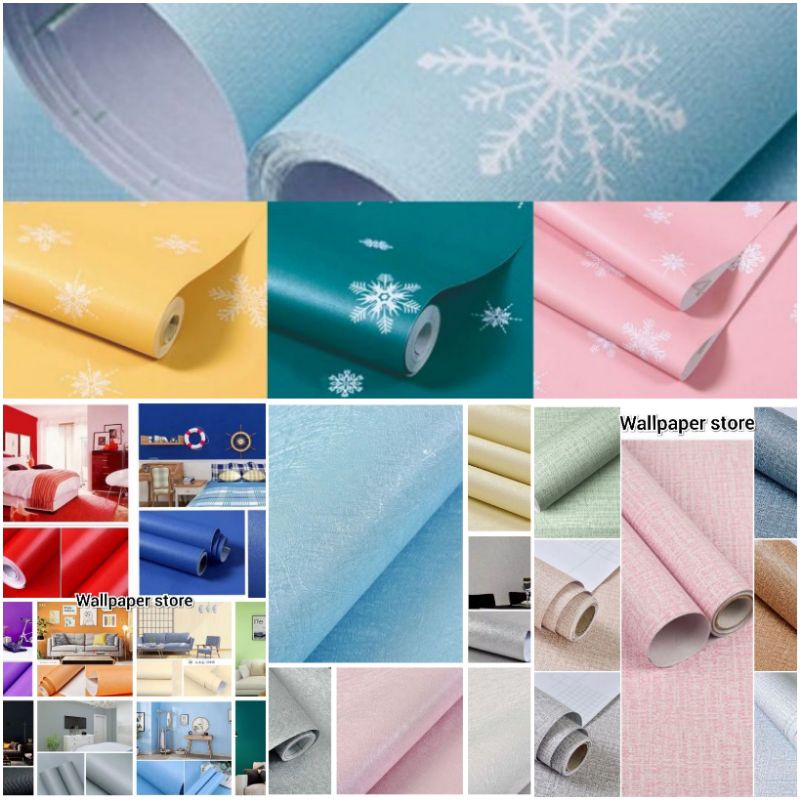 Jual Wallpaper Dinding Sticker Dinding Bunga Salju Hijau Abu-abu Krem ...