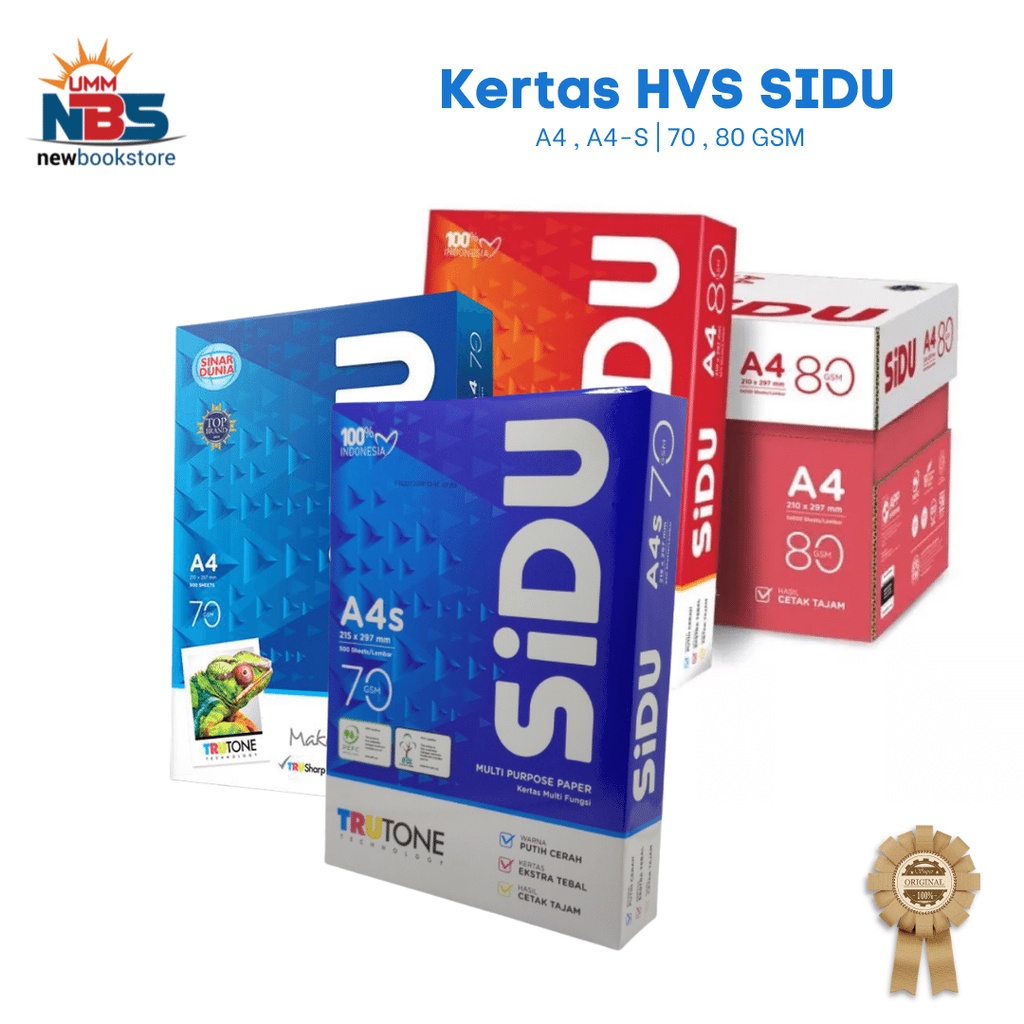 Jual Kertas Printer / Fotocopy | Kertas HVS A4 , A4-S SIDU ( Sinar Dunia ) 70 GSM , 80 GSM ...