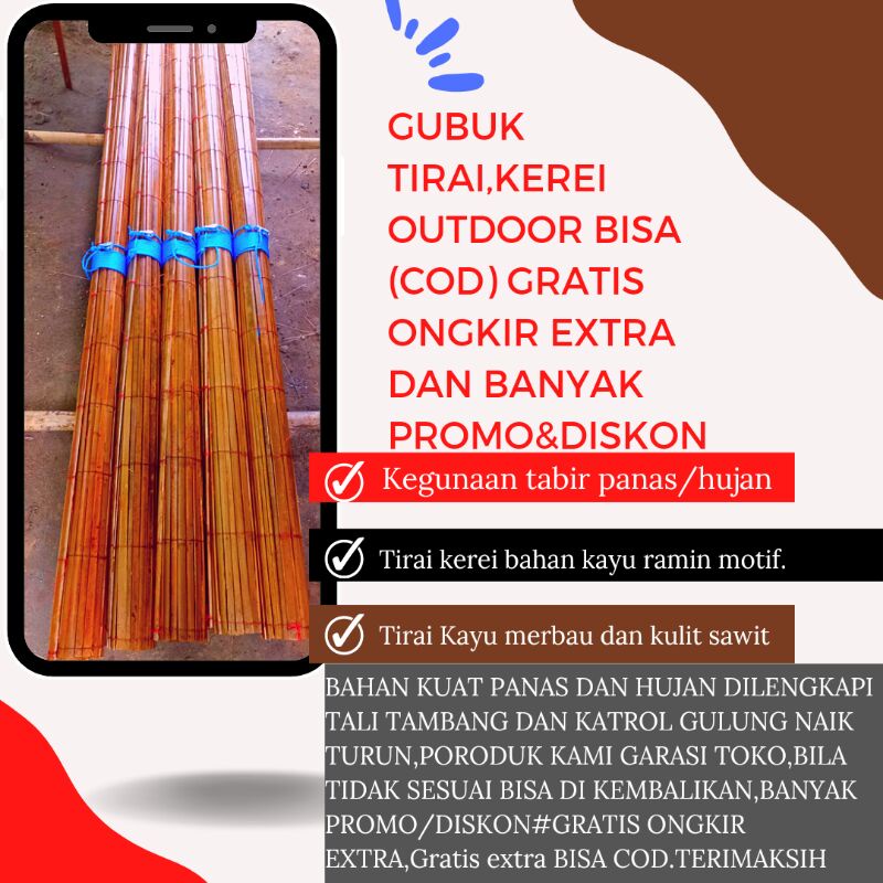 Jual PREMIUM KEREY tirai bambu sawit,ukuran costum ukuran pendek+tali ...