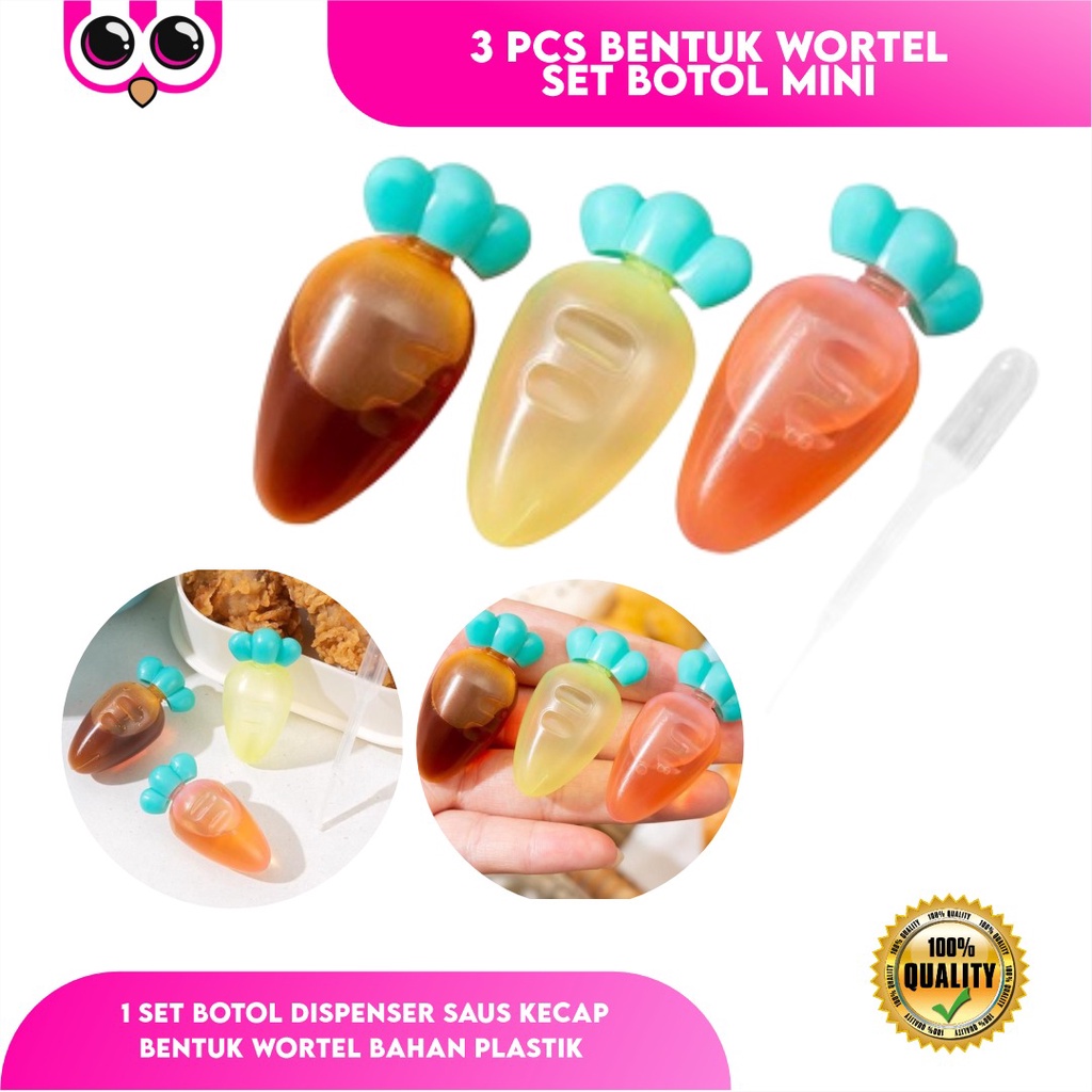 Jual 3 PCS BENTUK WORTEL SET BOTOL MINI TEMPAT SAUS KECAP BENTUK WORTEL ...