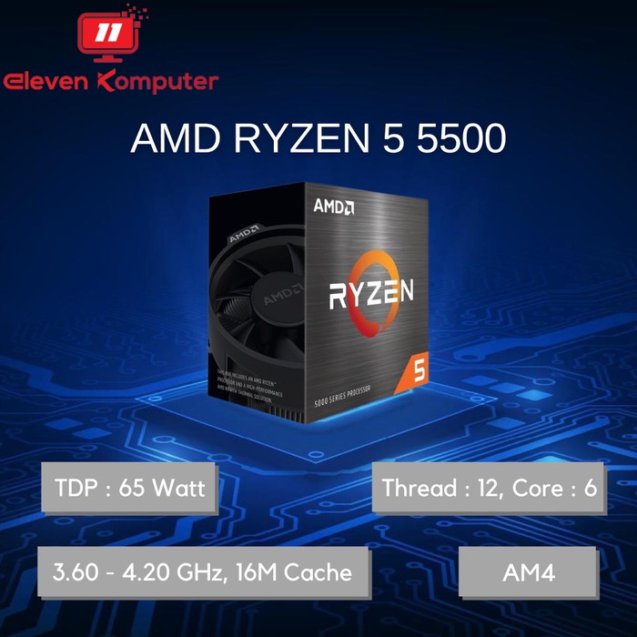 Jual CPU AMD Ryzen 5 5500 (3.70GHz up to 4.20GHz, 16M Cache) AM4 ...