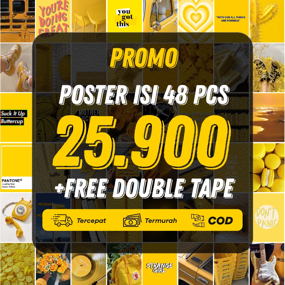 Jual Poster Dinding Aesthetic Yellow Series Dekorasi Poster Kamar ...