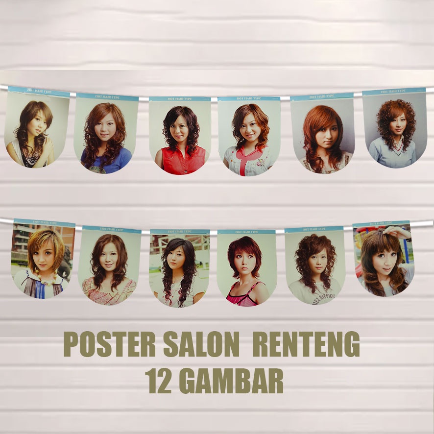 Jual Poster Salon Model Rambut Perempuan 12 Gambar Tipe Gantung Tali ...