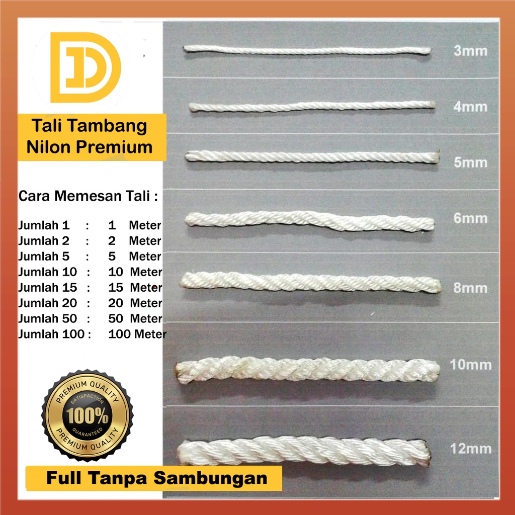 Jual Tali Tambang Kecil Nilon Nylon Rope 6mm 7mm 8mm Tali Bendera ...