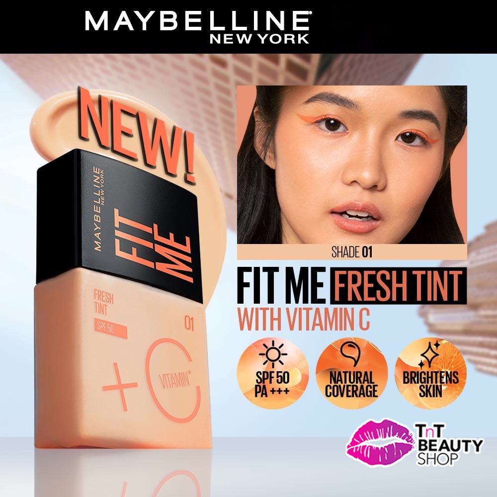 Jual Maybelline Fit Me Fresh Tint Vit C SPF50 30ml - Foundation Tint With Vitamin C For Fresh ...