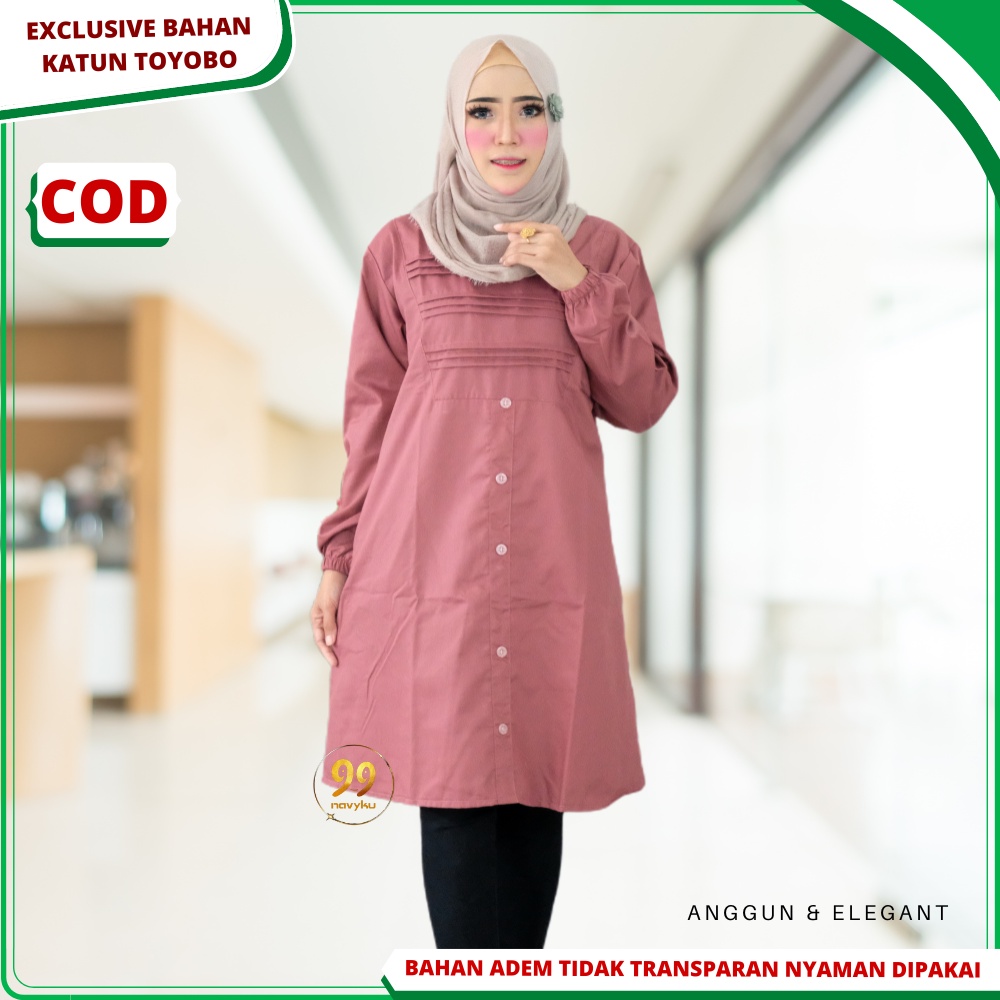 Jual Baju Atasan Tunik Polos Wanita Terbaru Kekinian 2023 Bahan Katun Toyobo Premium Muslim ...