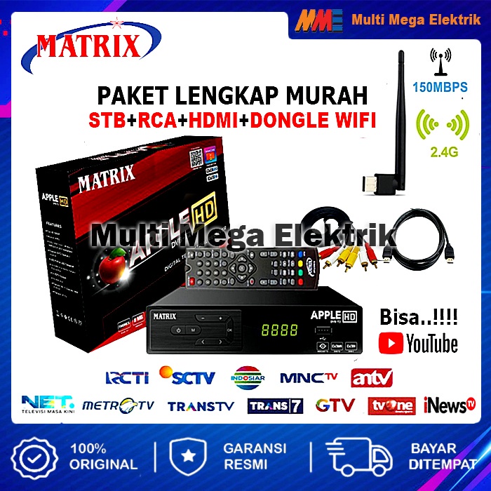 Jual (SIAP KIRIM) Set Top Box Tv Digital Matrix DVB T2 Apple HD EWS ...