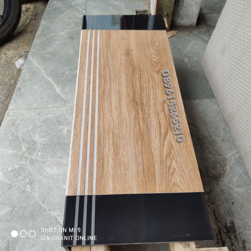 Jual granit anak tangga 30x100 dan 20x100 motip kayu kombinasi hitam ...