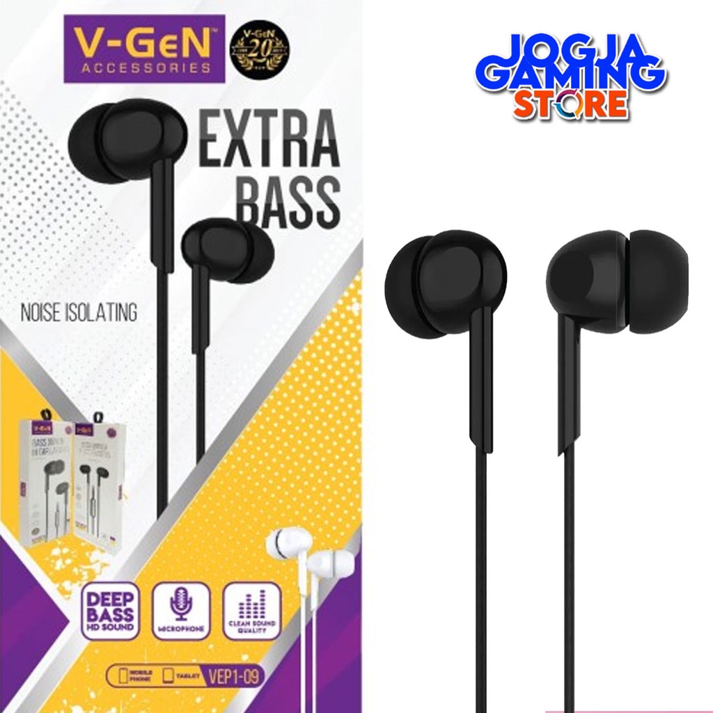 Jual V-GeN VEP1-09 WIRED EARPHONE VGEN HEADSET HANDSFREE EXTRA BASS ORIGINAL | Shopee Indonesia