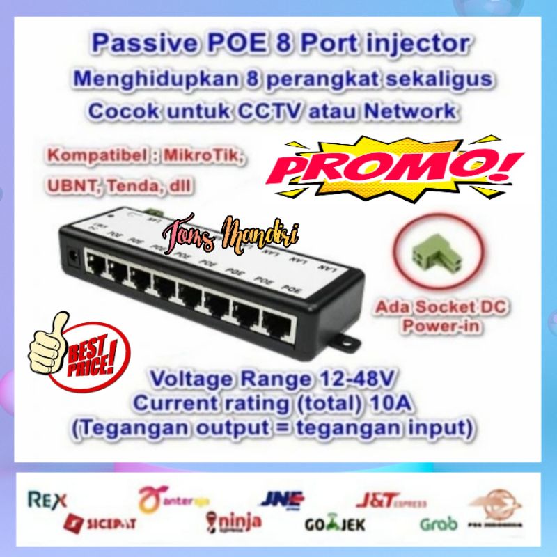 Jual POE injector 8 Port Pasif 10/100 Mbps | Shopee Indonesia