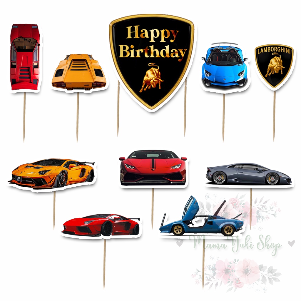 Jual Topper Cake Hiasan Kue Ulang Tahun MOBIL LAMBORGHINI | Shopee ...