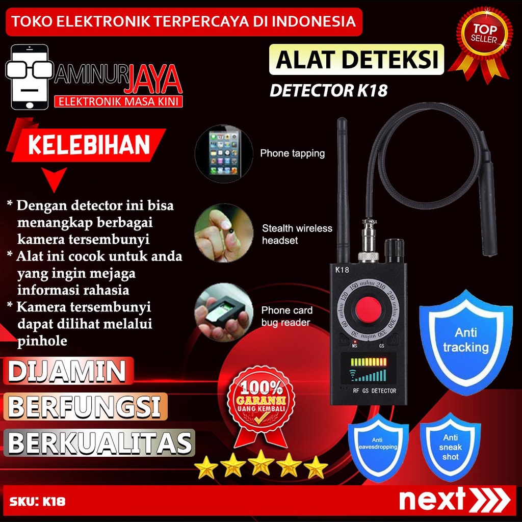 Jual RF Signal Detector K18 GSM Audio Bug Alat Pelacak pendeteksi ...