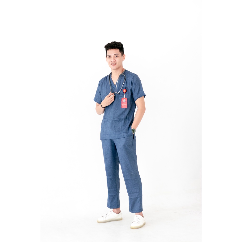 Jual [Two Tone Collection Biru] Scrub Dokter / Baju Jaga Dokter / Baju ...