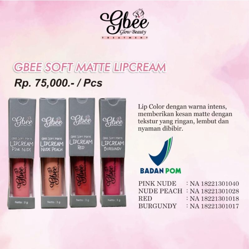 Jual Gbee soft matte Lipcream / lipmate Gbee glow | Shopee Indonesia