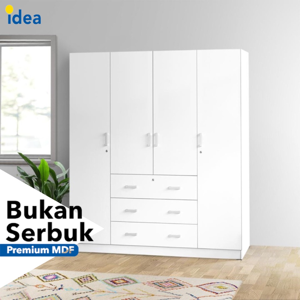 Jual IDEA Furniture IDAHO Lemari Pakaian Lemari Baju 4 Pintu Kayu Besar ...