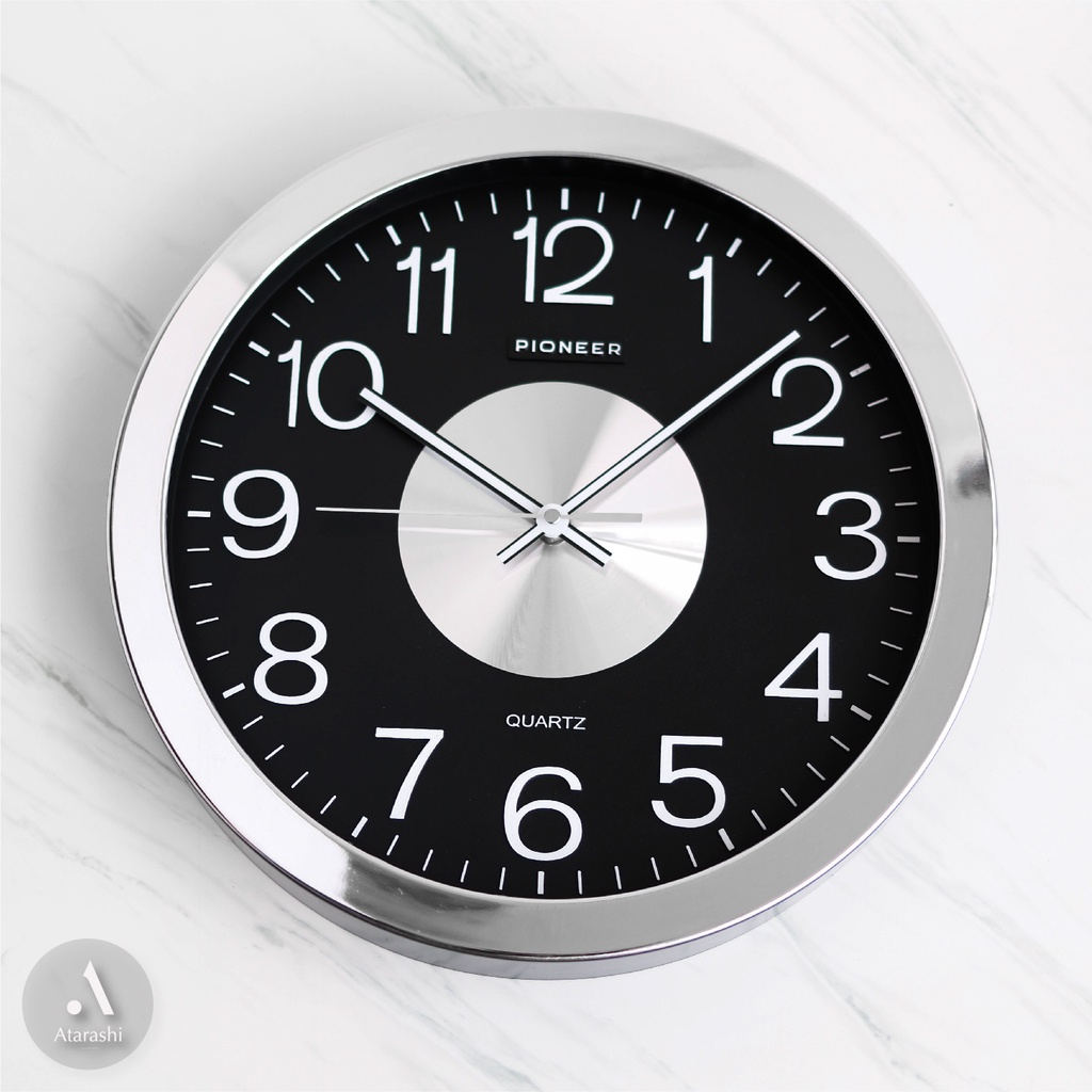 Jual Jam Dinding Pioneer HS 2137 Diameter 33 cm Chrome Minimalis Quartz ...