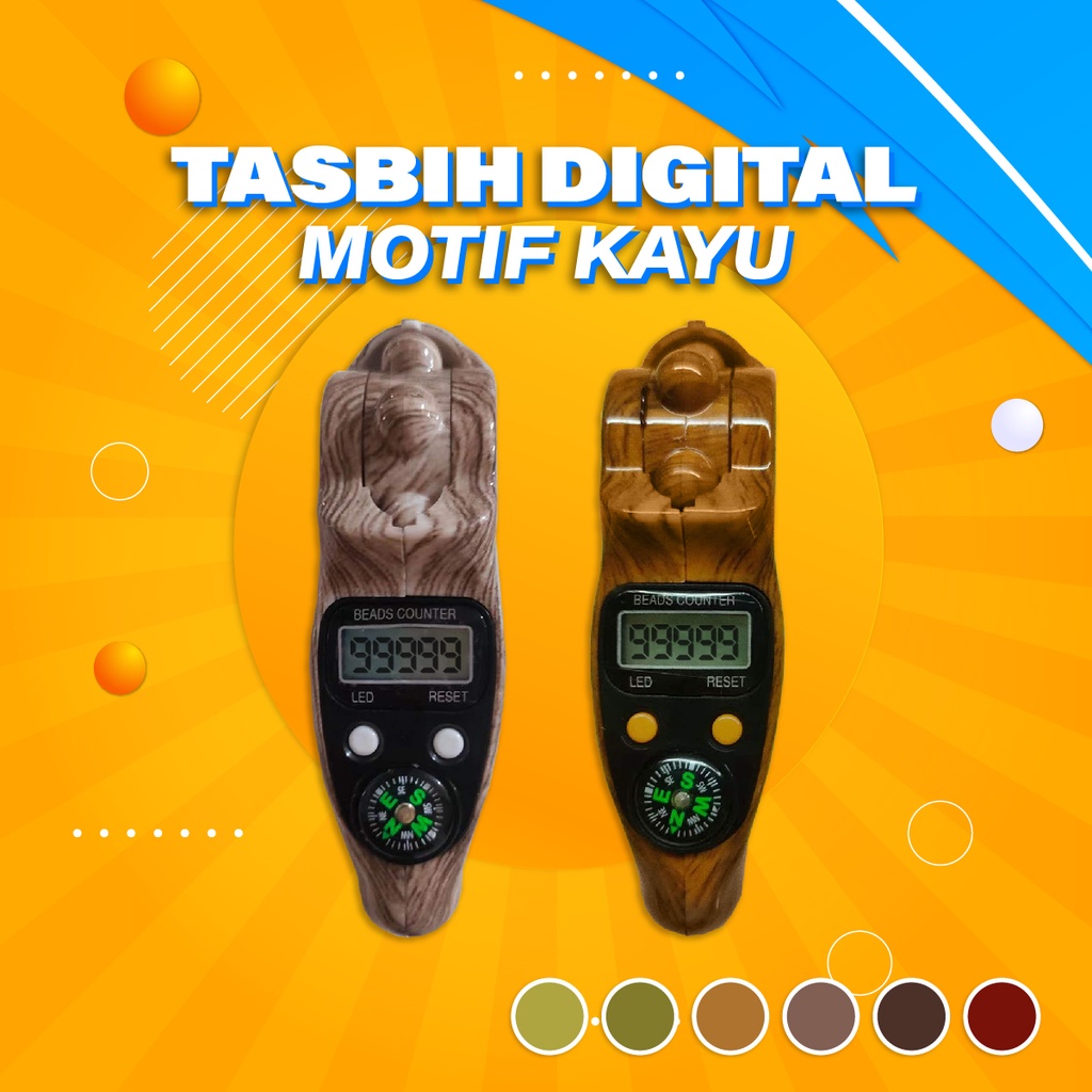 Jual Tasbih Digital Motif Kayu Led + Kompas / Tasbih Kayu Alat Hitung Tahlil Finger Counter ...